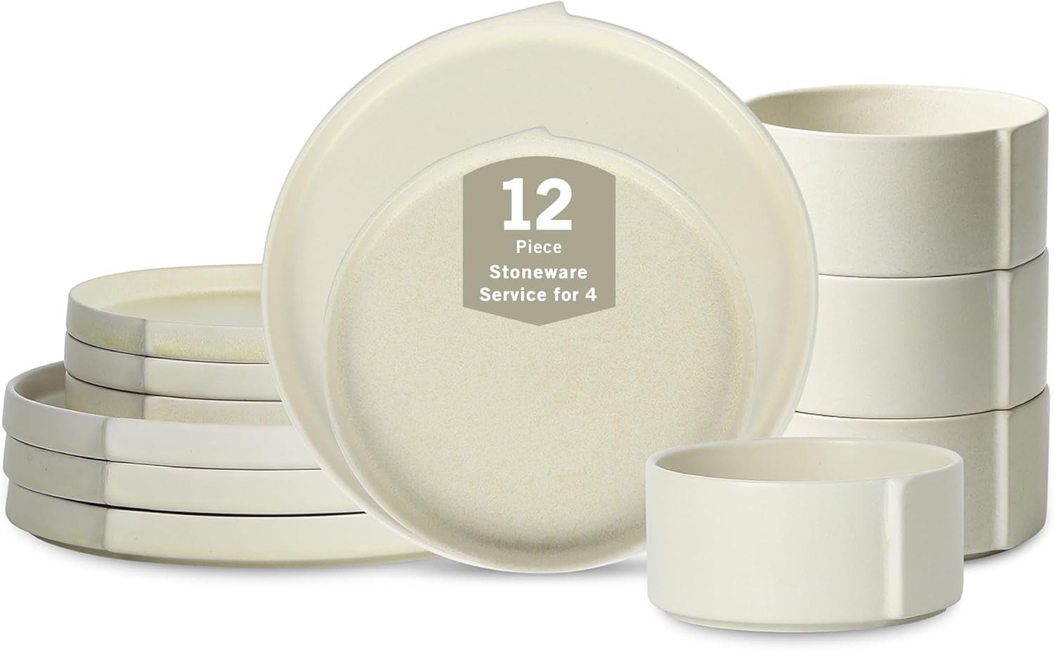 Bao 12-Piece Dinnerware Set Stoneware, Beige - Walmart.com