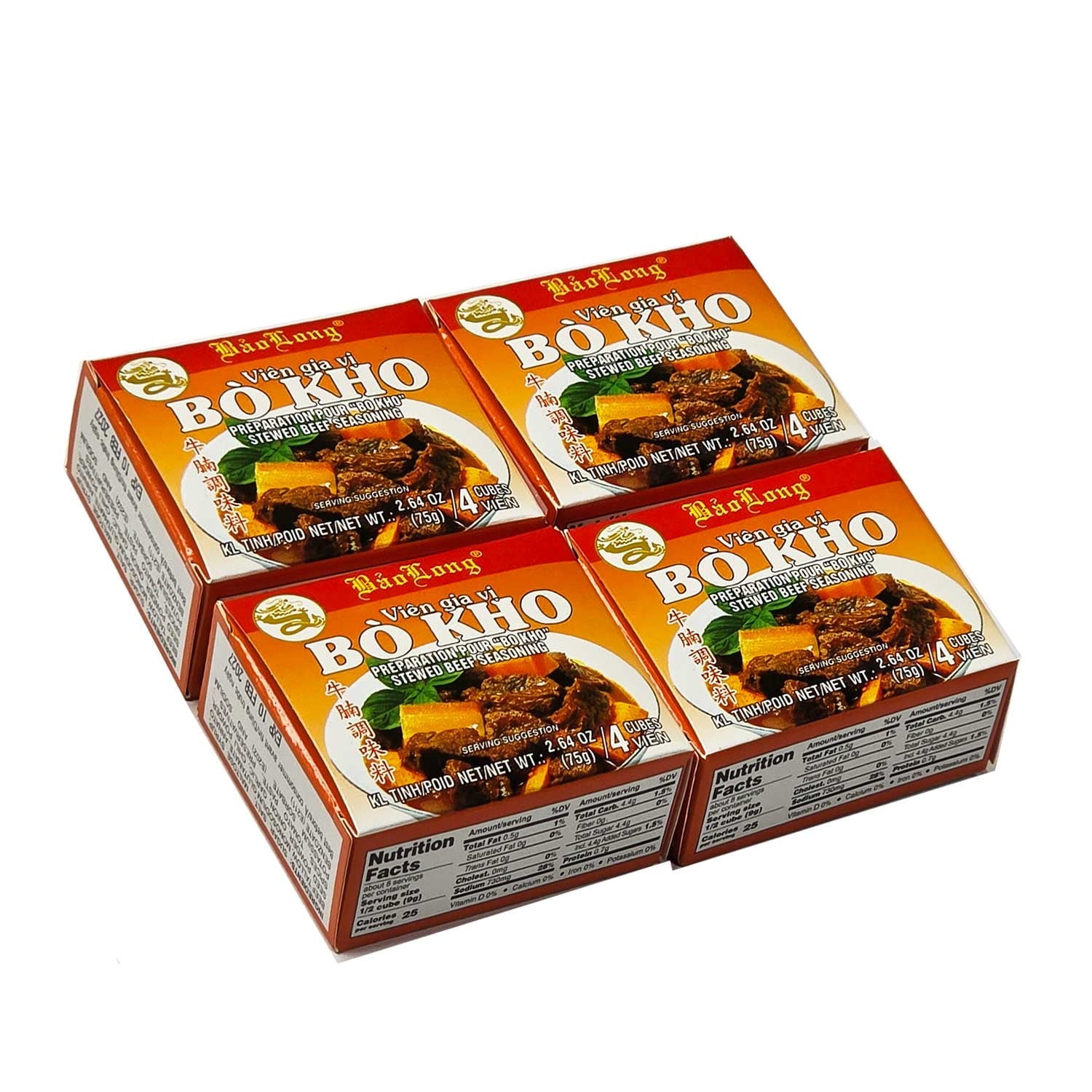 Bao Long BO KHO Spice Cubes, STEWED BEEF Seasoning 4-ct | 4-Pack (16 ...