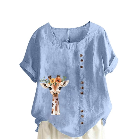 BaoFuBaoMei Blouses for Women Plus Size Crew Neck Short Sleeve Shirts ...