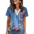 BaoFuBaoMei Blue Tops for Women Plus Size V Neck Short Sleeve Shirts ...