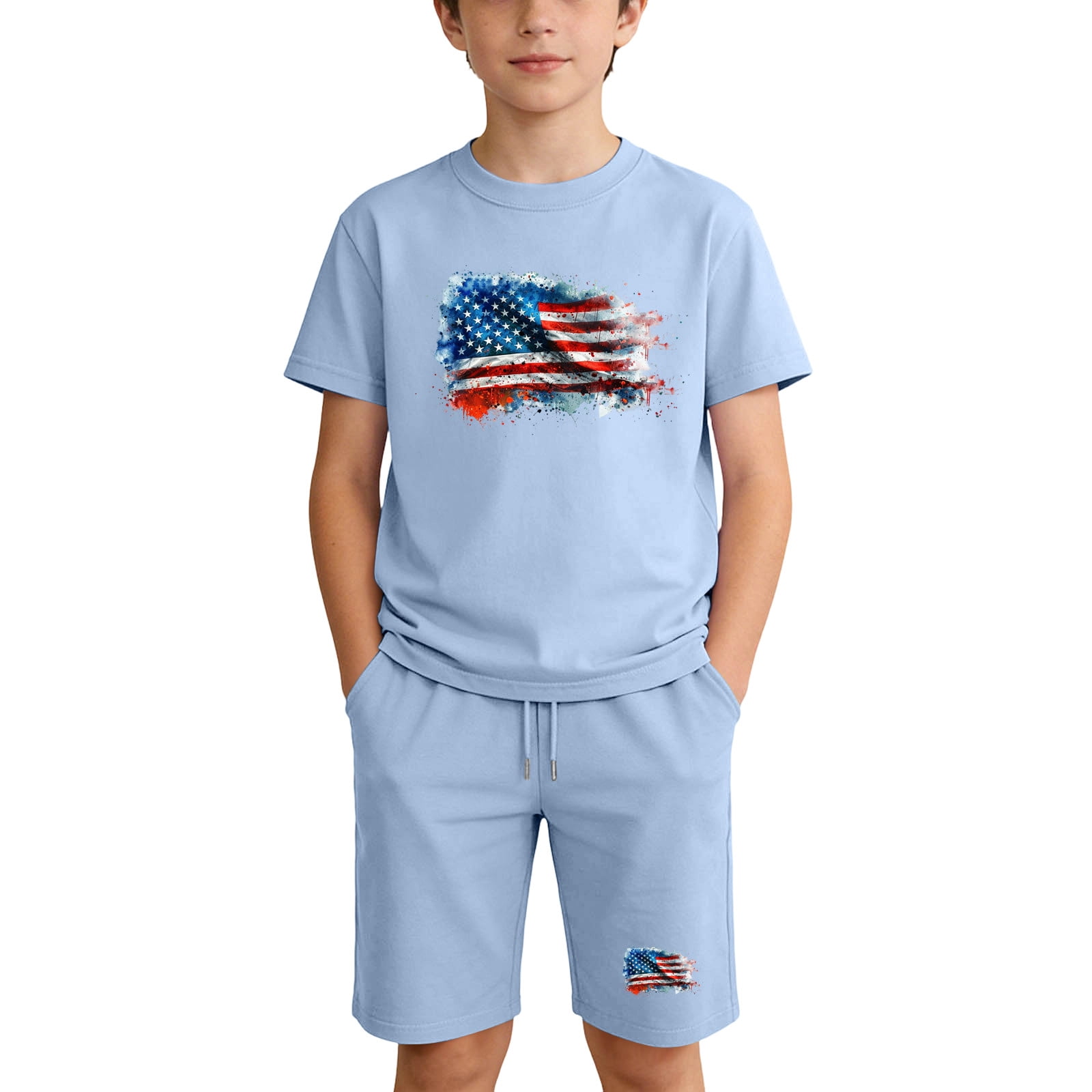 BaoFuBaoMei Boys Independence Day Outfits Summer 4th of July Printed ...