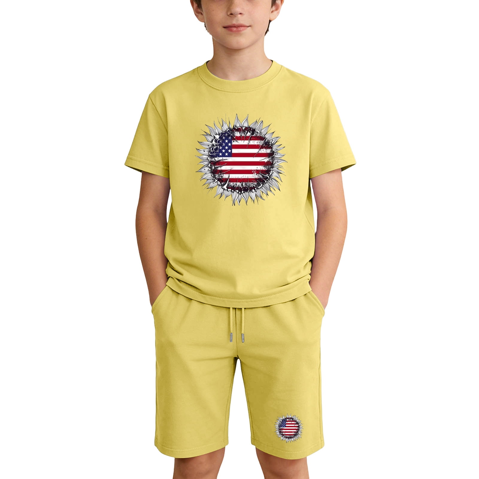 BaoFuBaoMei Boys Independence Day Outfits Summer Patriotic Short Sleeve ...