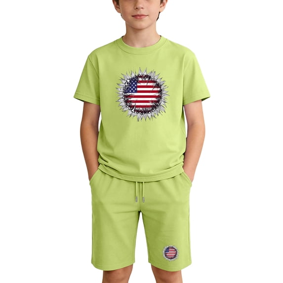 BaoFuBaoMei Boys Independence Day Outfits Summer Patriotic Short Sleeve ...