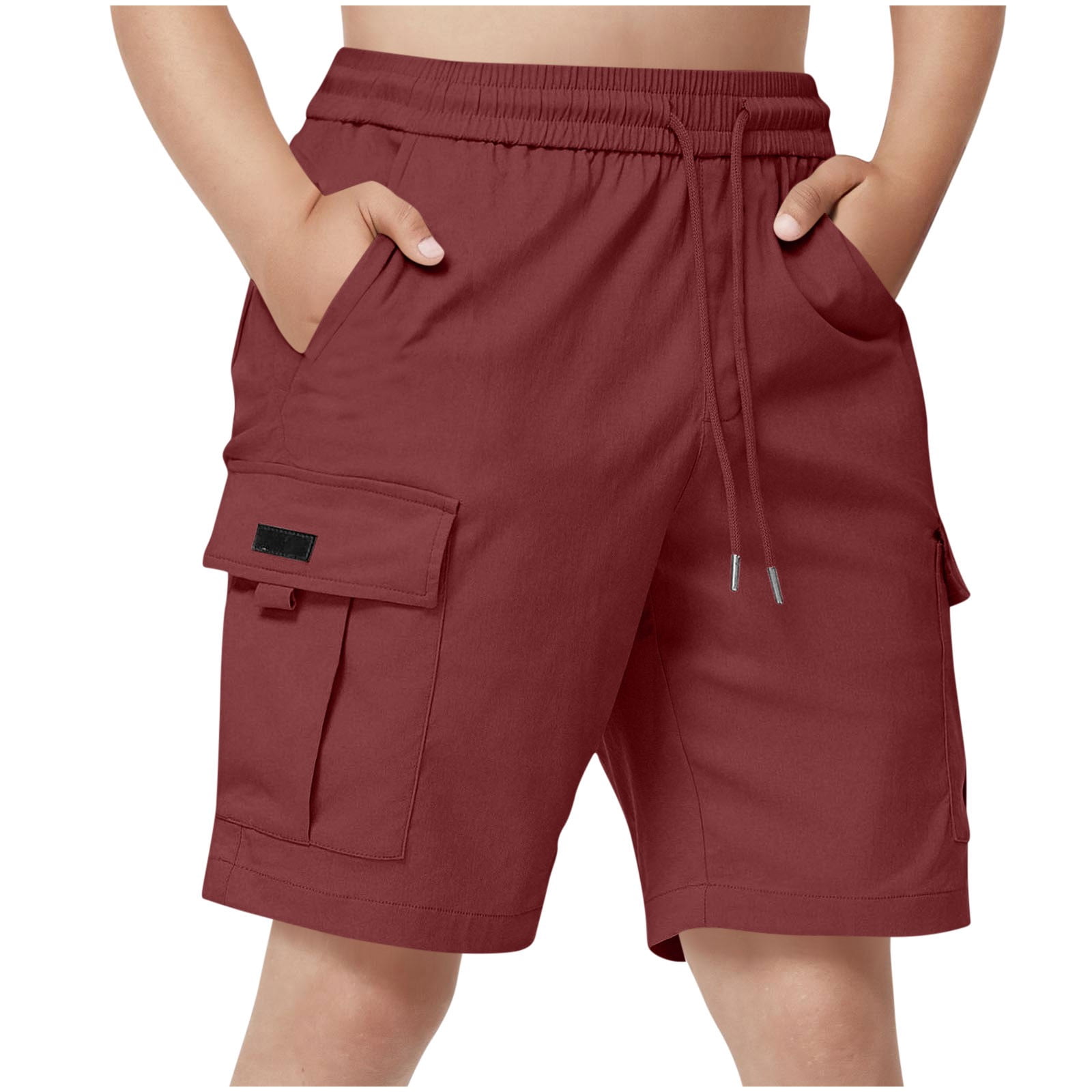 BaoFuBaoMei Cargo Shorts for Boys Elastic Waist Drawstring Solid Casual ...