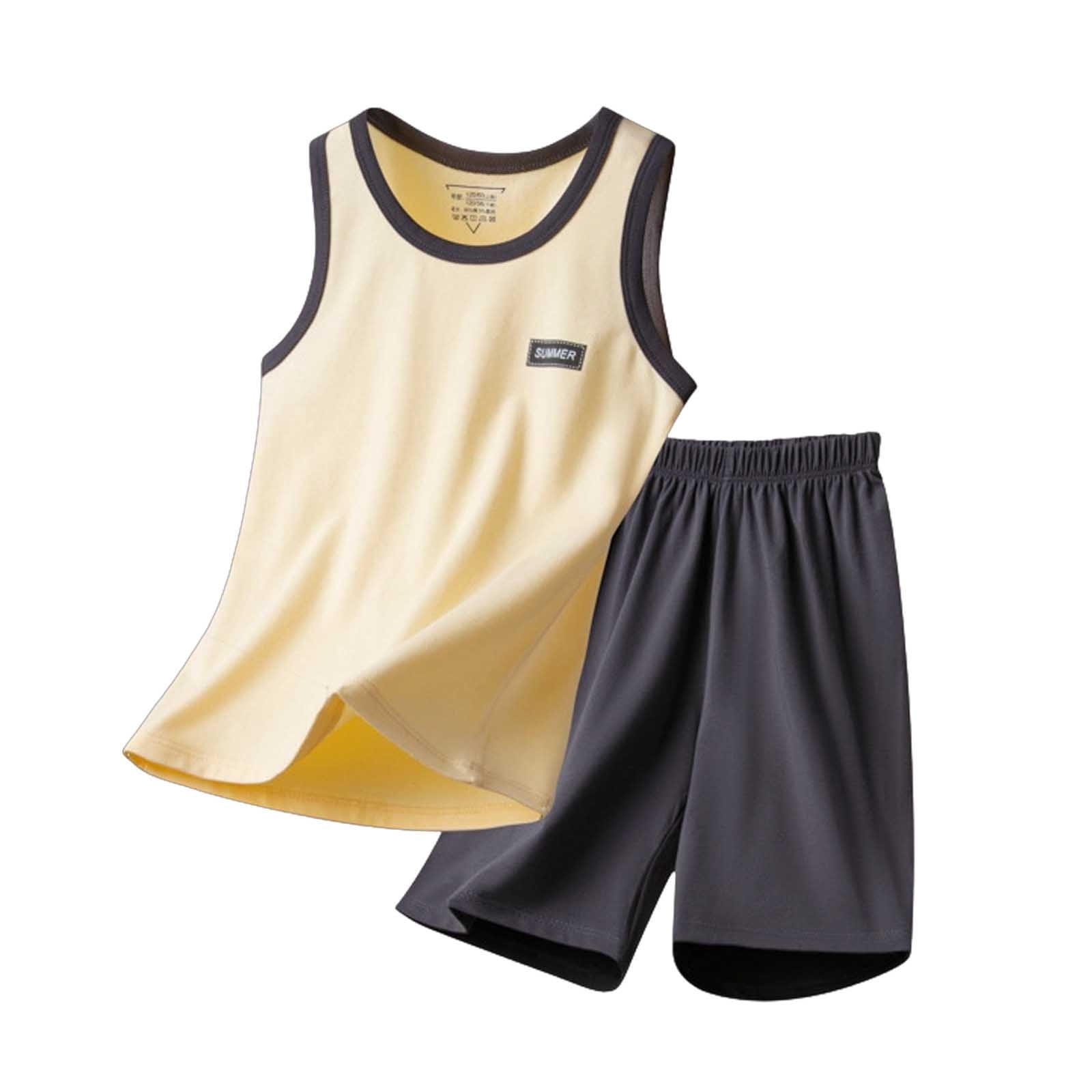 BaoFuBaoMei Child Teen 2 Piece Sets Summer Crew Neck Sleeveless Tops ...