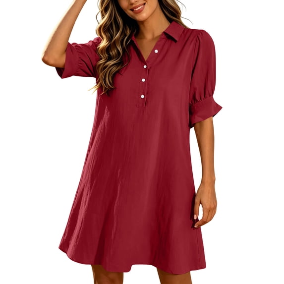 BaoFuBaoMei Collar Dress Women Plus Size Summer Ruffle Hem Short Dress ...