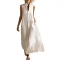 BaoFuBaoMei Flowy Dresses for Women Plus Size Button down Linen Dress ...