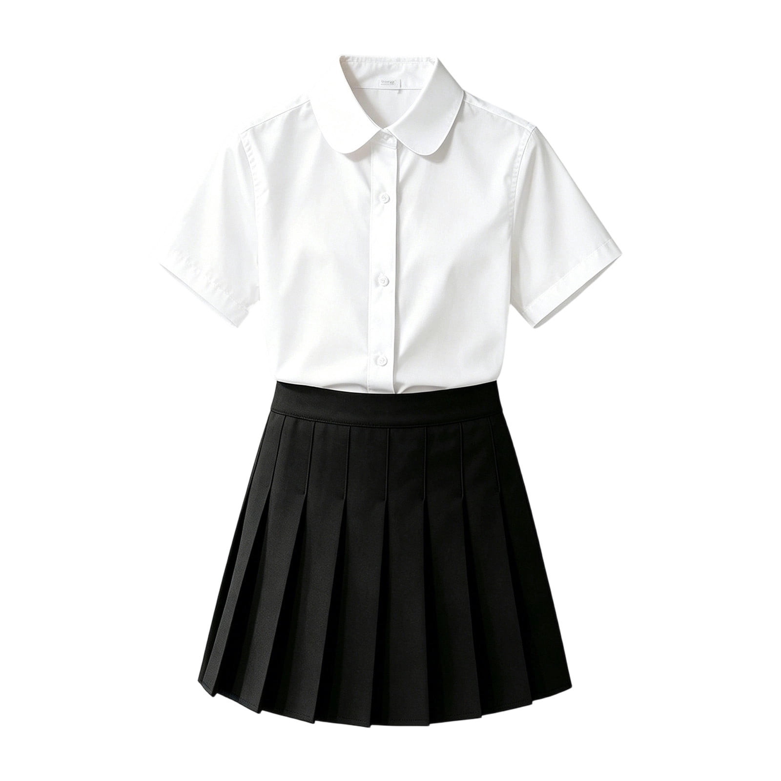 BaoFuBaoMei Girls School Uniforms 2 Piece Summer Short Sleeve Shirts ...