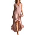 BaoFuBaoMei High Low Ruffle Hem Dress Plus Size Summer Flowy A Line ...