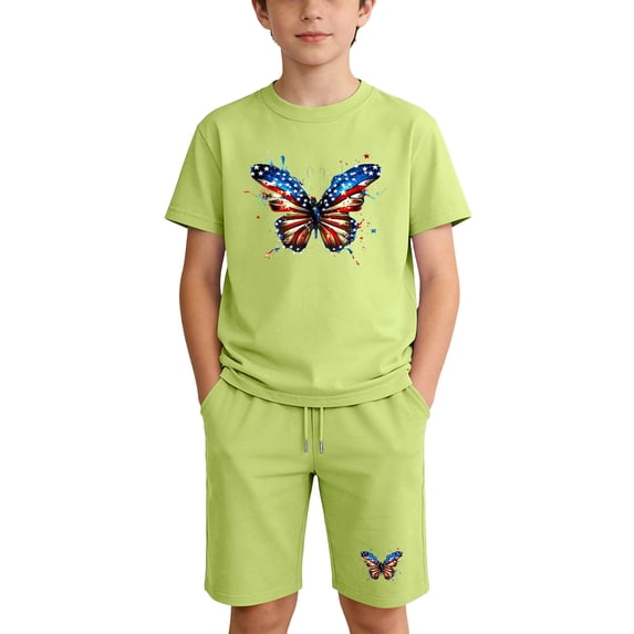 BaoFuBaoMei Independence Day Outfit for Girls Summer USA Flag Short ...