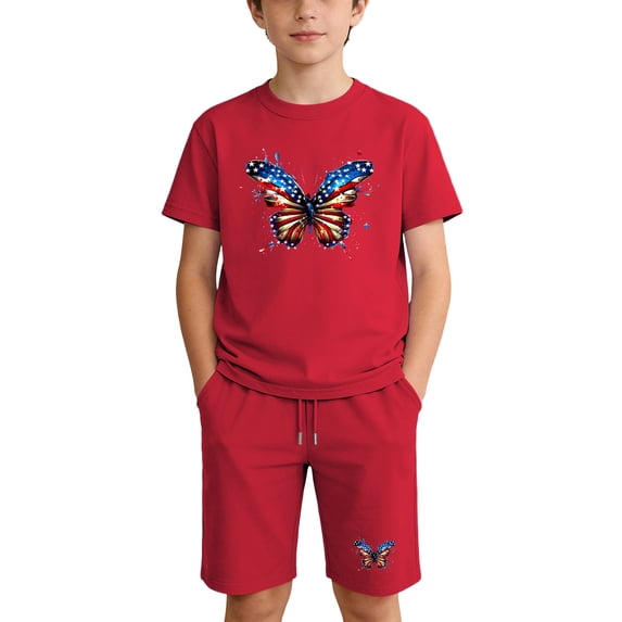 BaoFuBaoMei Independence Day Outfit for Girls Summer USA Flag Short ...