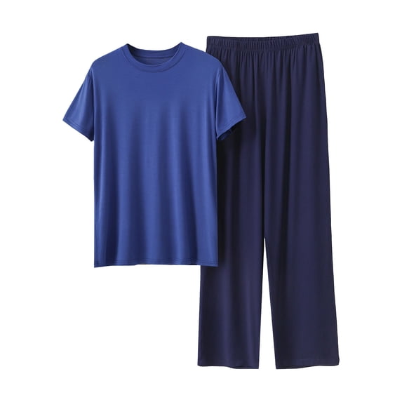 BaoFuBaoMei Lounge Sets for Men 2 Piece Big and Tall Crew Neck Pajamas ...