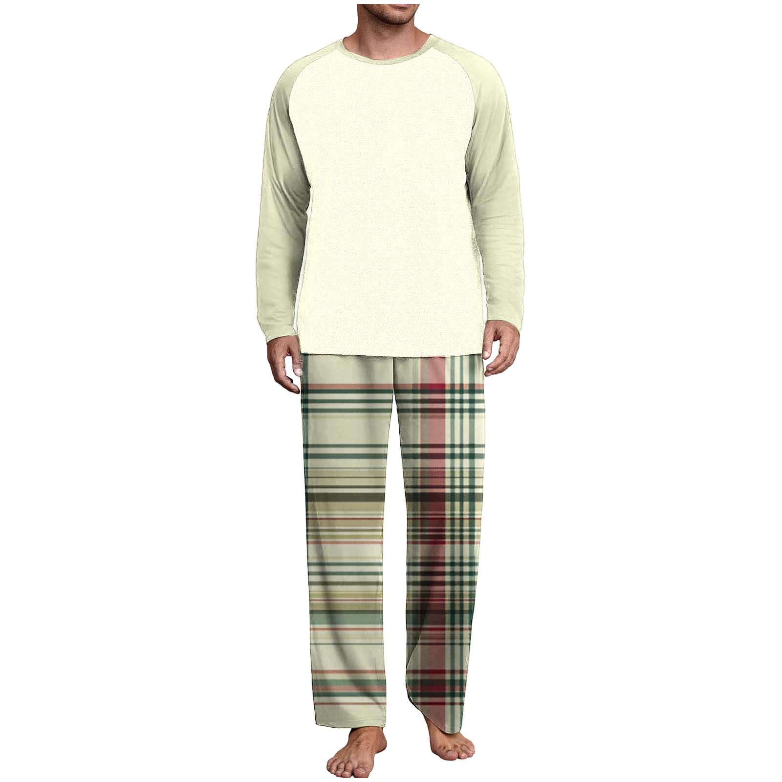 BaoFuBaoMei Mens Pajamas Sets Big and Tall Drawstring Crew Neck Lounge ...
