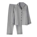 BaoFuBaoMei Pajama Set Men Cotton Big and Tall Collared Lounge Sets ...