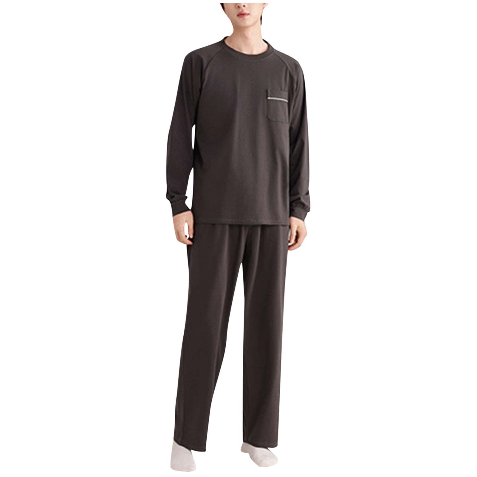 BaoFuBaoMei Pajama Set Men Cotton Big and Tall Crew Neck Lounge Sets ...