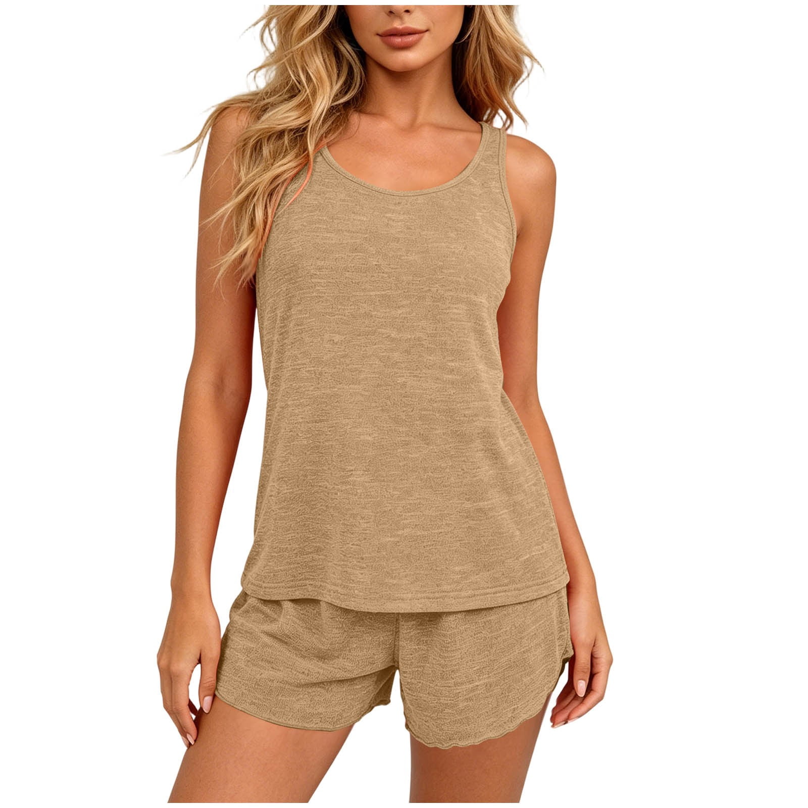 BaoFuBaoMei Pajama Sets for Women 2 Piece Plus Size Tank and Shorts ...