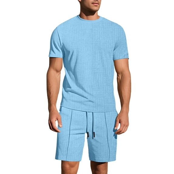 BaoFuBaoMei Pajamas Men Set Summer Big and Tall Crew Neck Lounge Sets ...