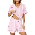 BaoFuBaoMei Pajamas for Women Set 2 Piece Plus Size Shorts Sleeve Top ...