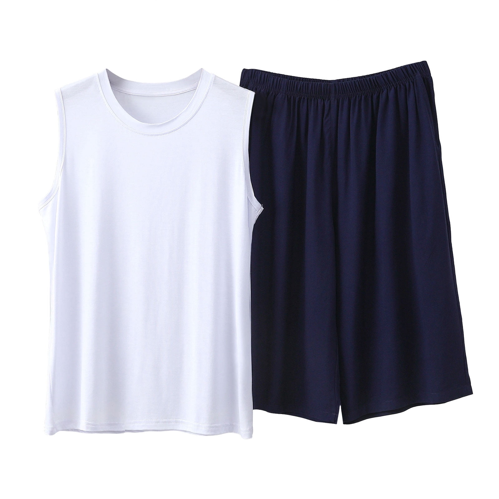 BaoFuBaoMei Pajamas for Men 2 Piece Set Big and Tall Crew Neck Lounge ...