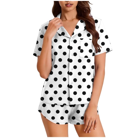 BaoFuBaoMei Pajamas for Women Set 2 Piece Plus Size Shorts Sleeve Top ...
