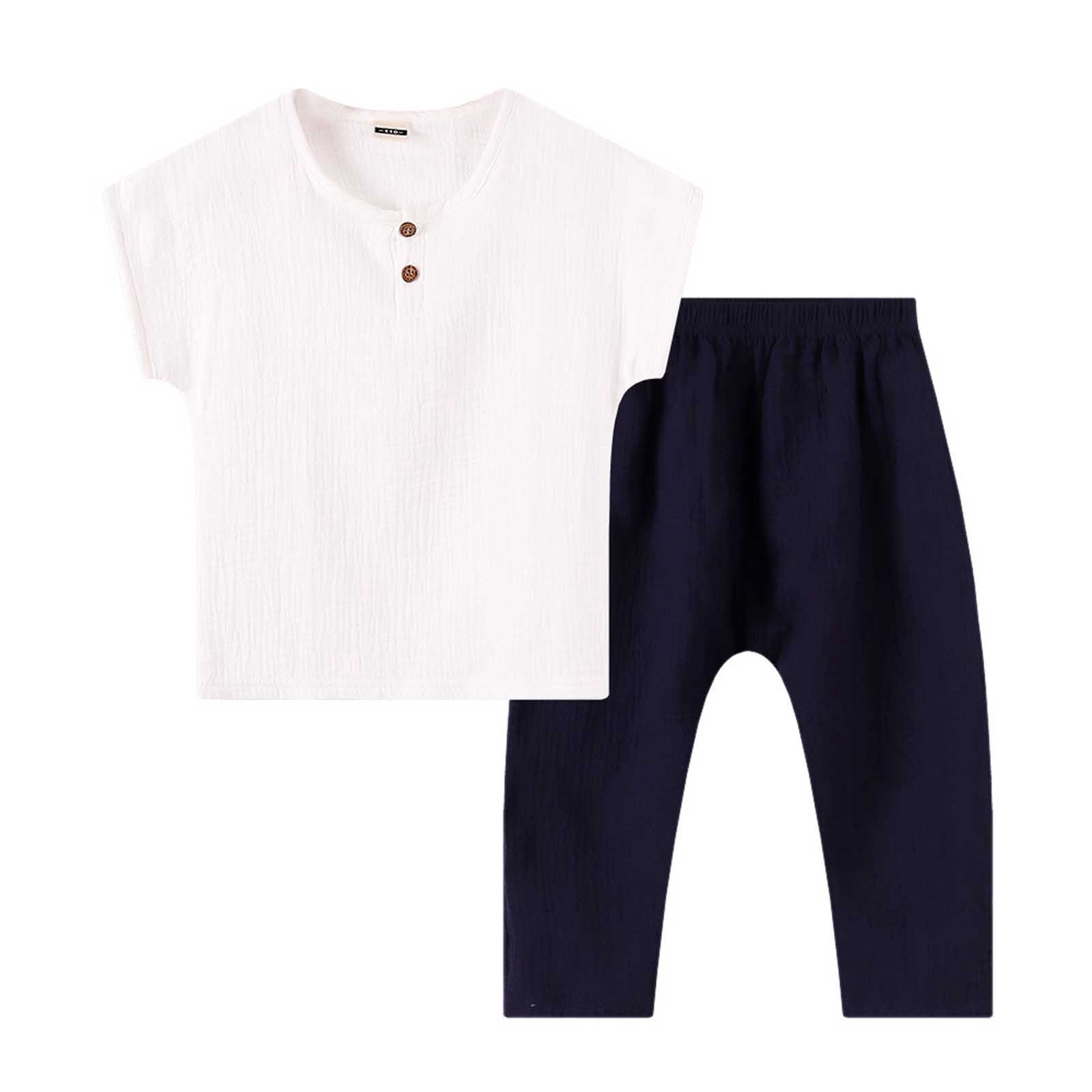 BaoFuBaoMei Pants Sets Child 2 Piece Outfits Summer Short Sleeve Tops ...