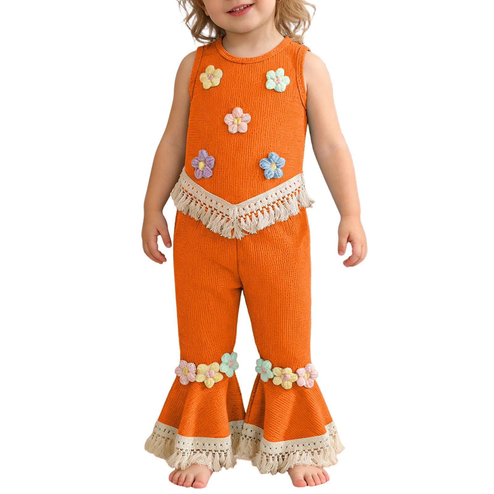 BaoFuBaoMei Pants Sets Girls 2 Piece Outfits Summer Floral Tank Tops ...