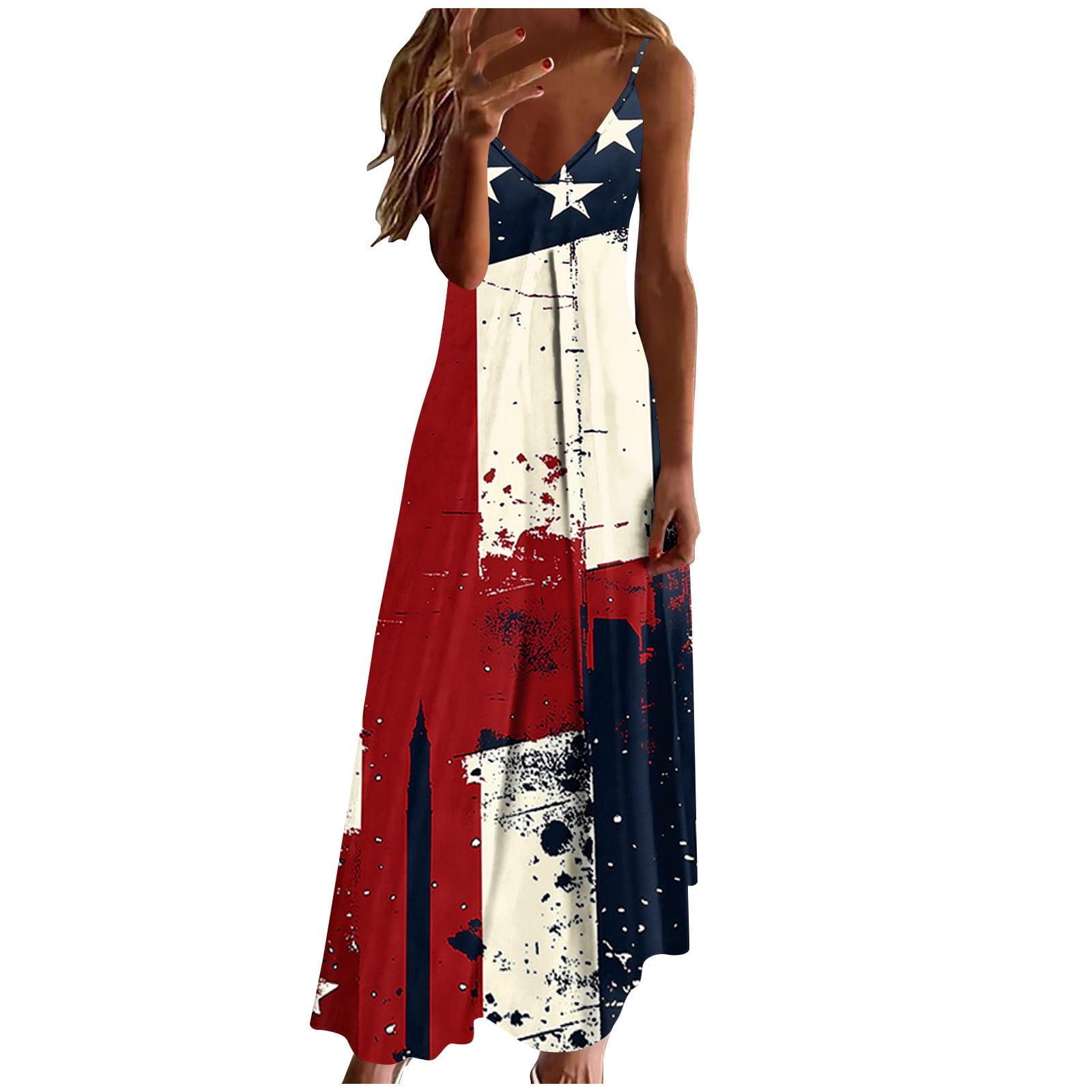 BaoFuBaoMei Patriotic Dresses for Women Plus Size Independence Day USA ...