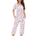 BaoFuBaoMei Plus Size Pajama Sets for Women 2 Piece Short Sleeve T ...