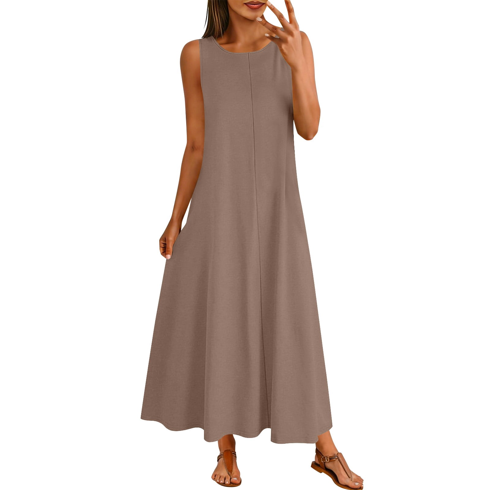 BaoFuBaoMei Ruffle Hem Dress for Women Plus Size A Line Flowy Maxi ...