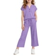 BaoFuBaoMei Short Sets for Girls 2 Piece Summer V Neck Short Sleeve ...