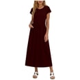 BaoFuBaoMei Summer Dresses for Women with Pockets Plus Size Waist ...
