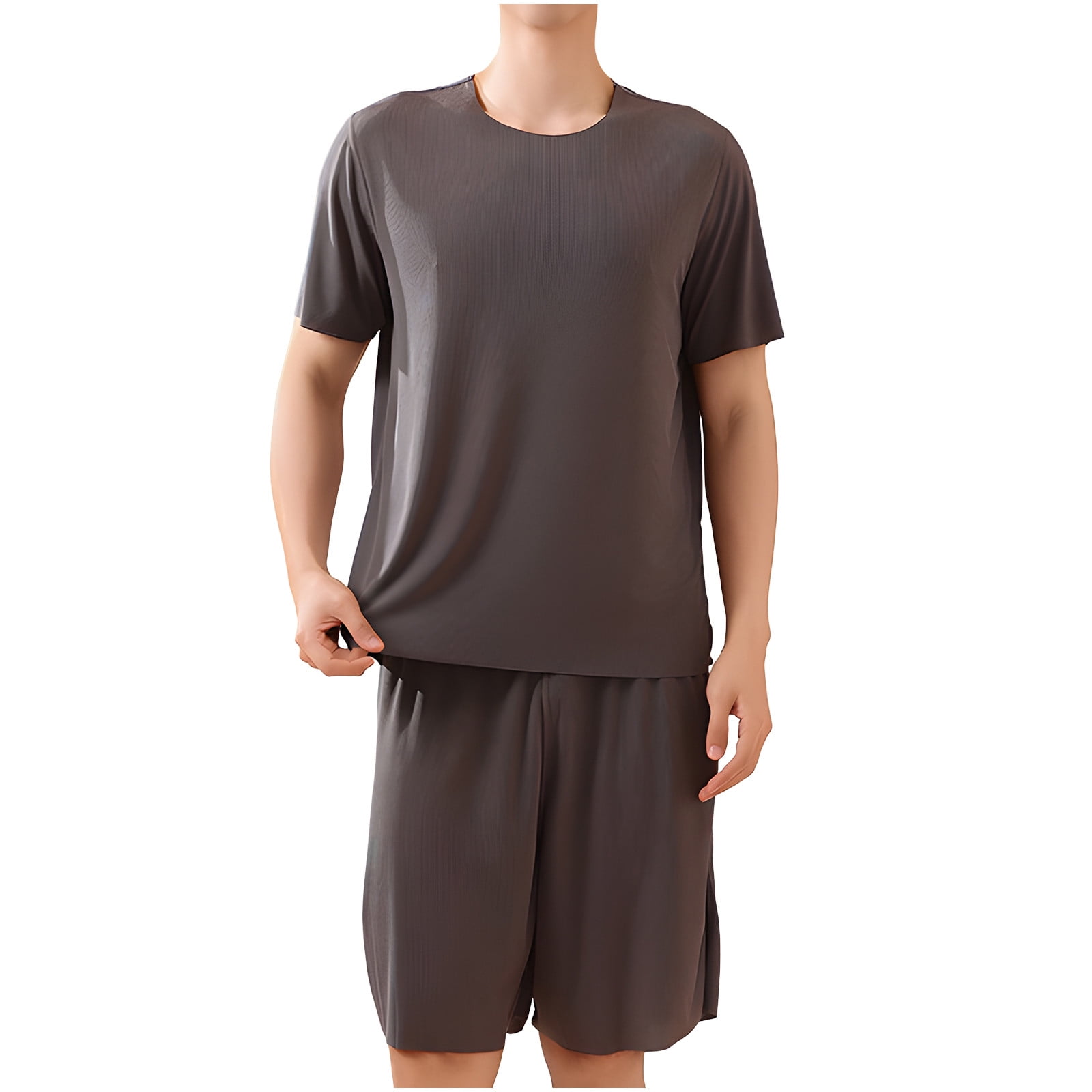 BaoFuBaoMei Summer Pajamas for Men Big and Tall Thin Crew Neck Lounge ...