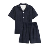 BaoFuBaoMei Summer Pajamas for Men Cotton Button up Collared Lounge ...
