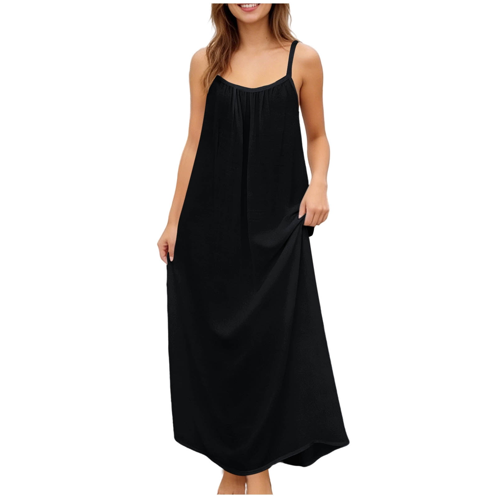 BaoFuBaoMei Sundresses for Women Casual Beach Plus Size Summer Flowy ...