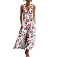 BaoFuBaoMei V Neck Dresses for Women Plus Size Wide Strap Floral ...