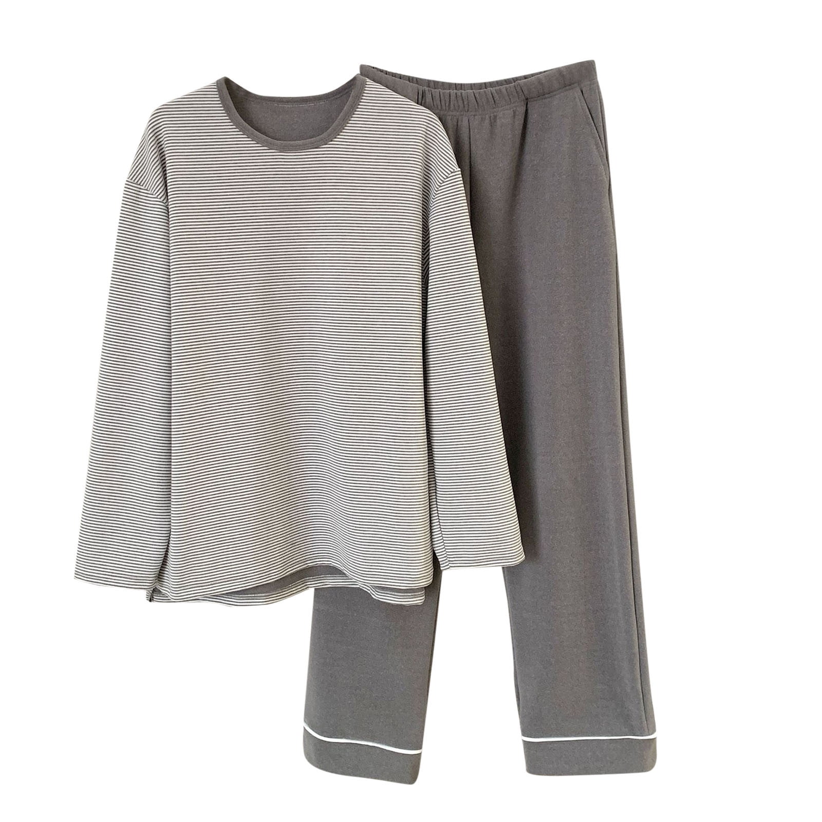 BaoFuBaoMei Warm Pajama Sets for Men Big and Tall Loose Crew Neck ...