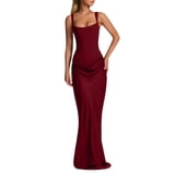 BaoFuBaoMei Wedding Guest Dresses for Women Draped Bodycon Maxi Formal ...