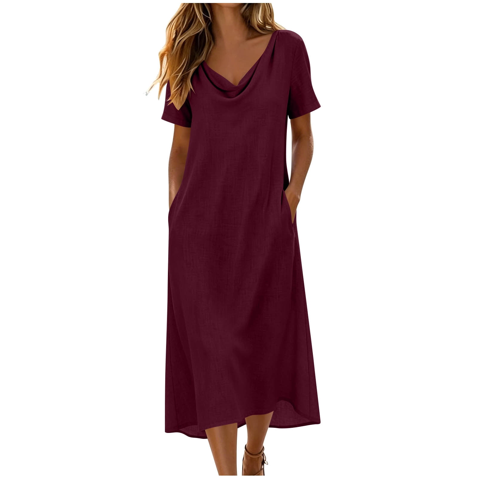 BaoFuBaoMei Wedding Guest Dresses for Women Plus Size Summer Flowy ...