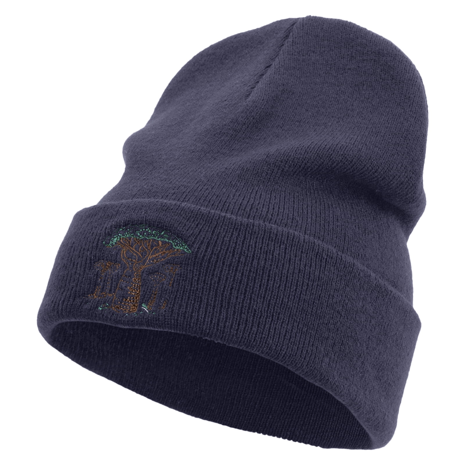 Baobabs African Tree Embroidered Big Size Acrylic Long Beanies - Navy ...