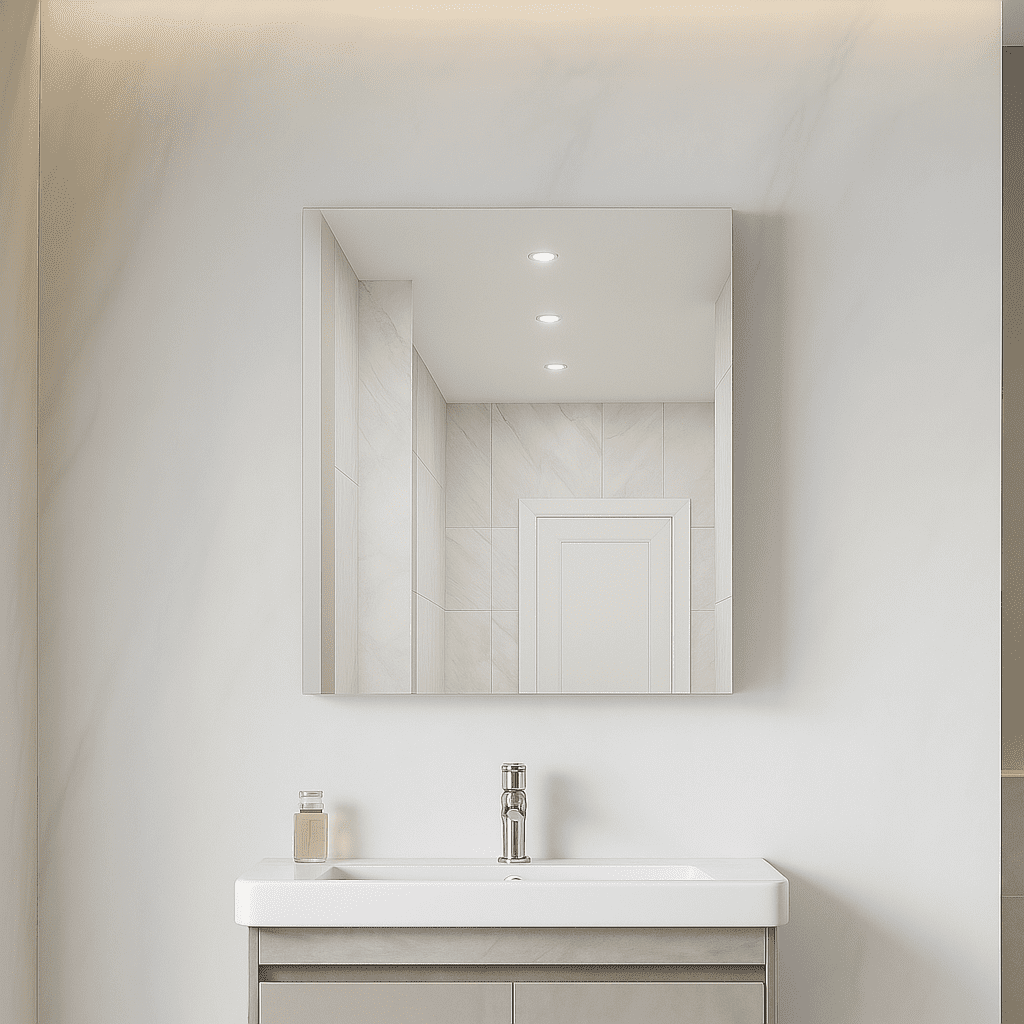 Baobao 20 in x 24 in Wall Mount PVC Cabinet with Frameless Mirror Door ...