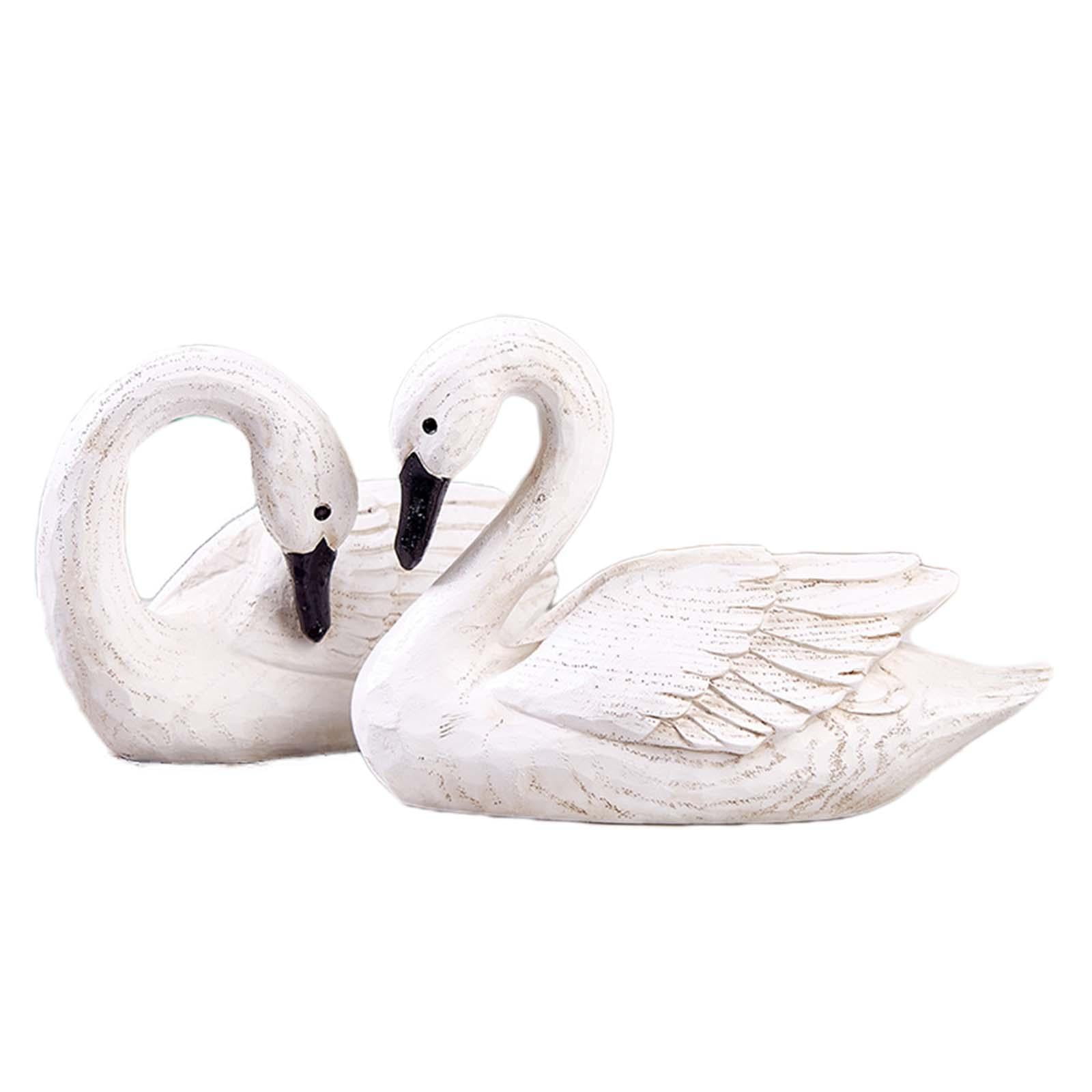 Baoblaze 2Pcs Resin Sculptures Couple Swan Figurines Desk Swan Statues ...