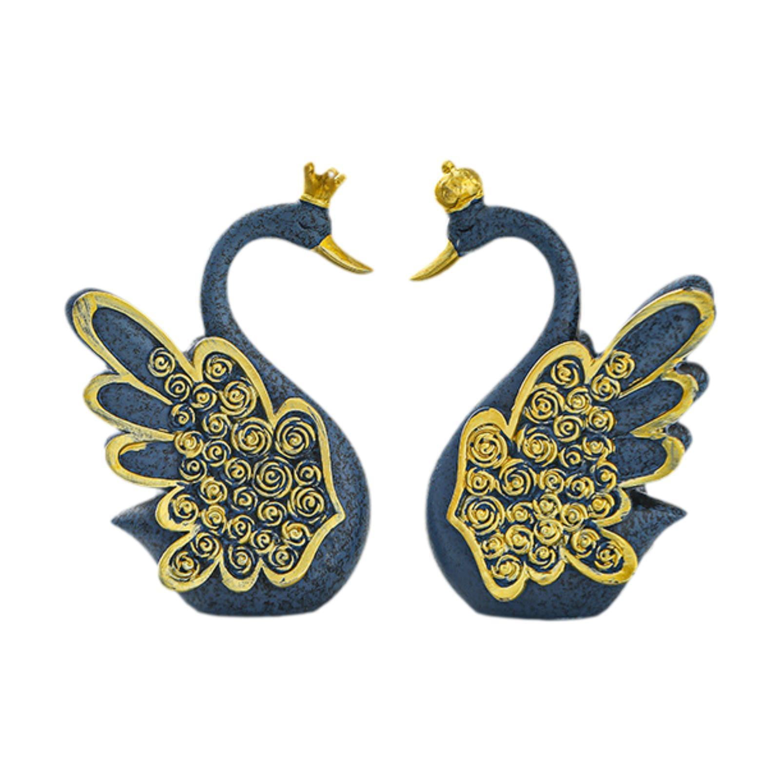 Baoblaze 2Pcs Swan Statues Tabletop Ornaments Table Centerpiece Resin ...