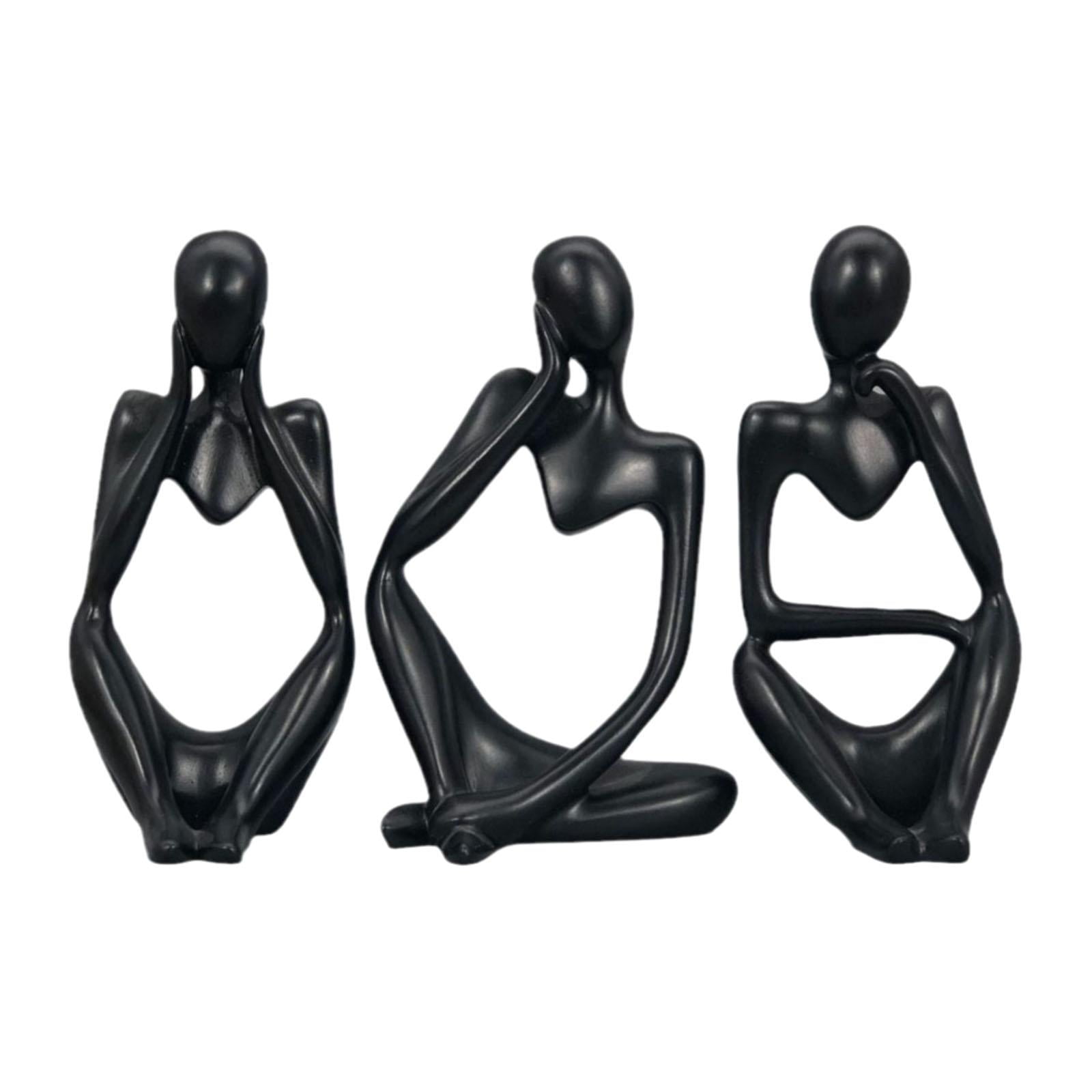Baoblaze 3 Pieces Resin Abstract Thinker Figurine Modern Art for Shelf ...