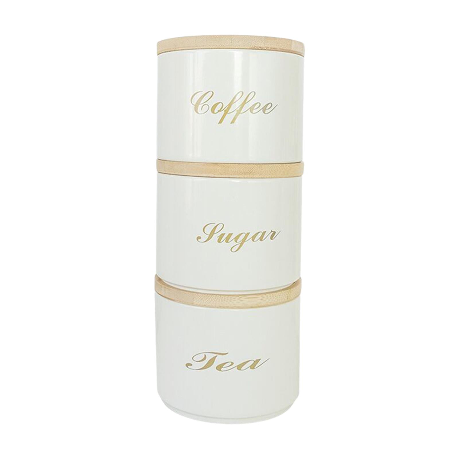 Baoblaze 3Pcs Airtight Kitchen Canister Set Coffee Tea Sugar Container ...