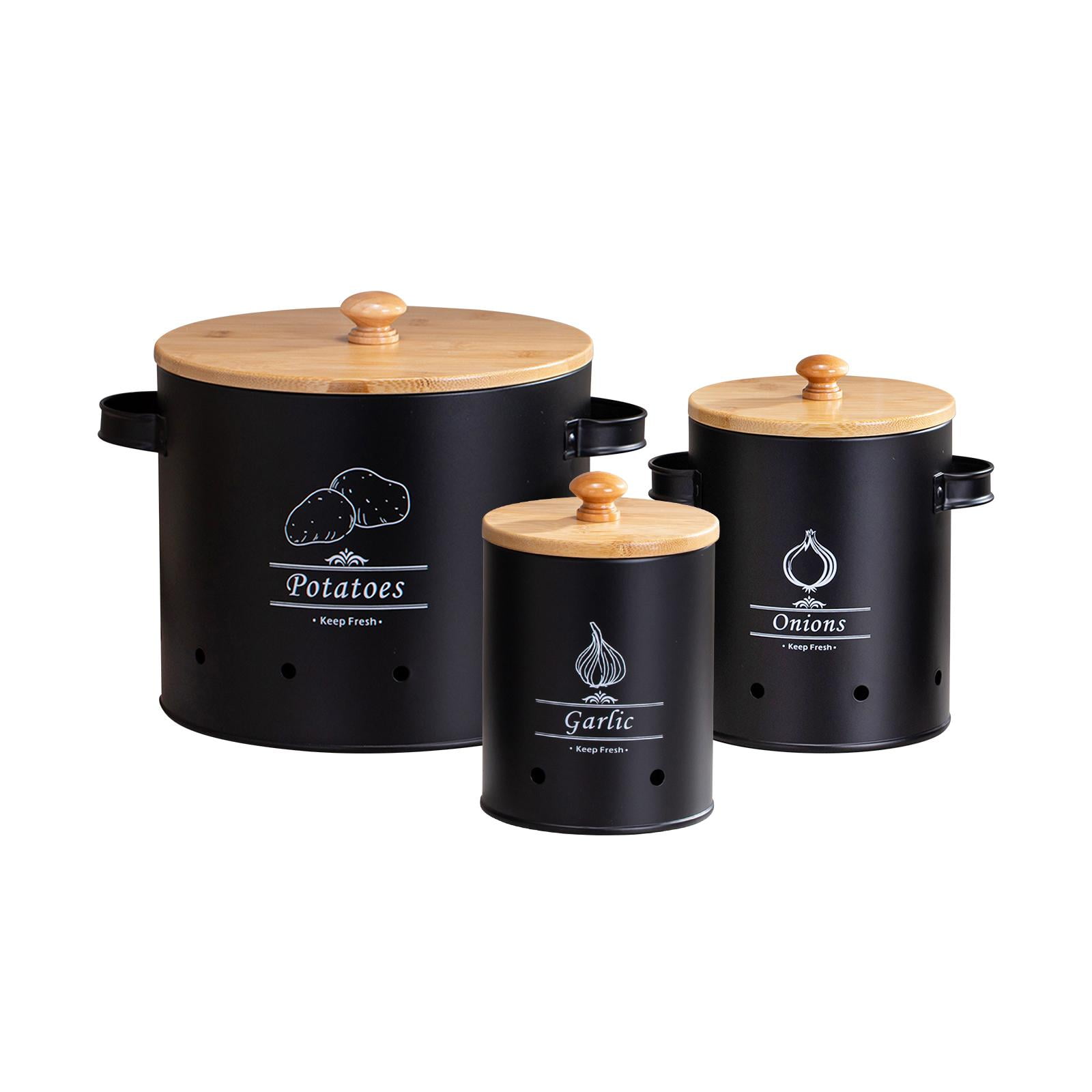 Baoblaze 3Pcs Potato Onion Garlic Pot Fruit Pots Food Storage Container ...