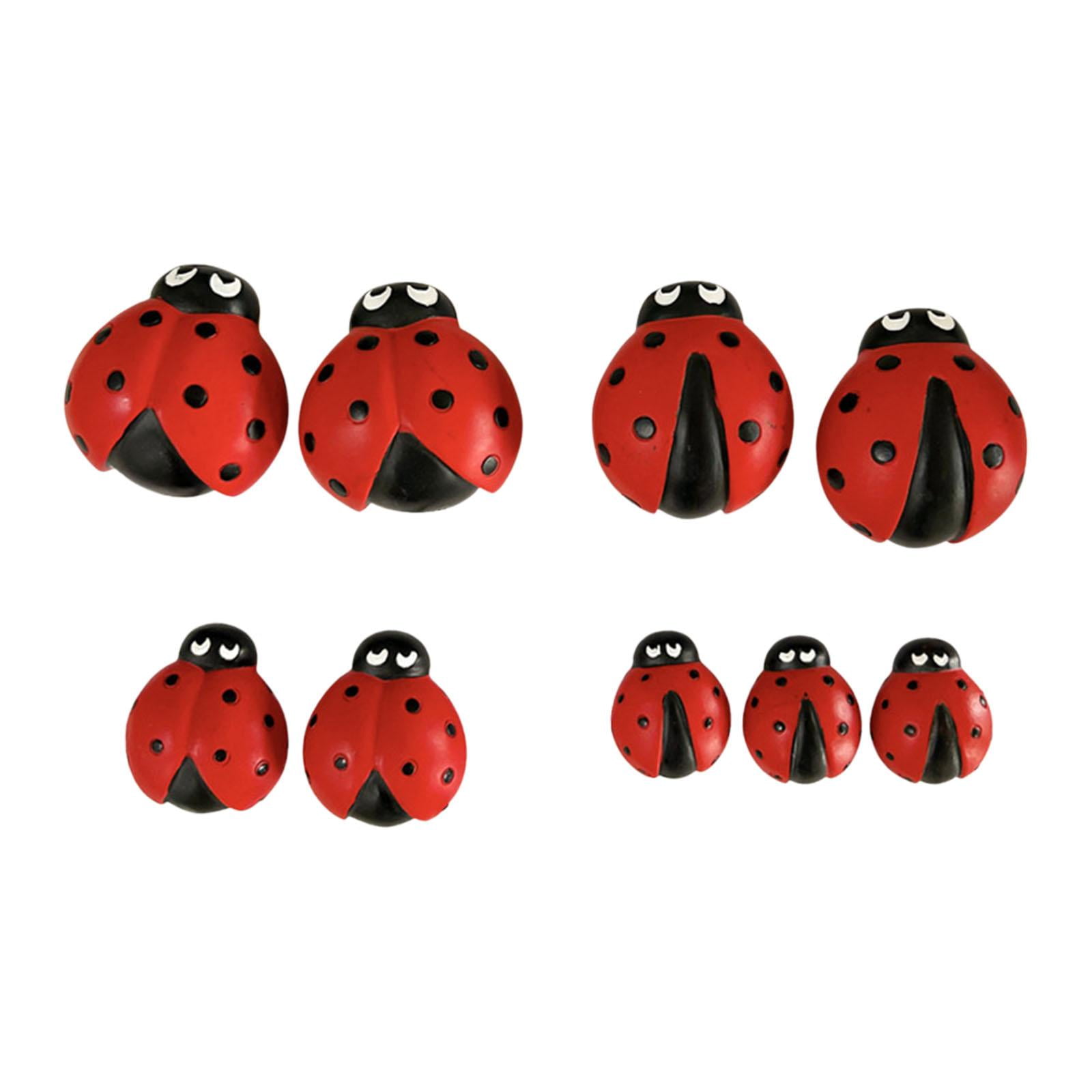 Baoblaze 9 Pieces Ladybug Statue Cute Mini Ladybug Sculpture for ...
