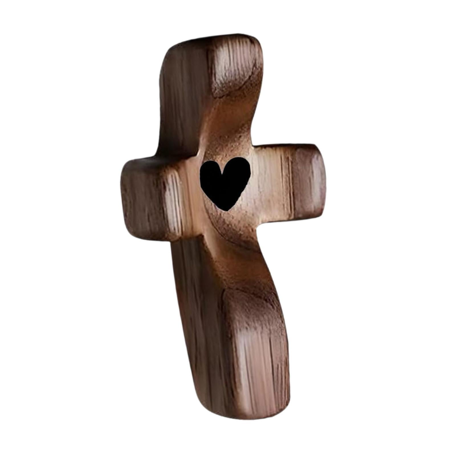 Baoblaze Cross Statue Gift Wood Sculpture for Hallway Housewarming ...
