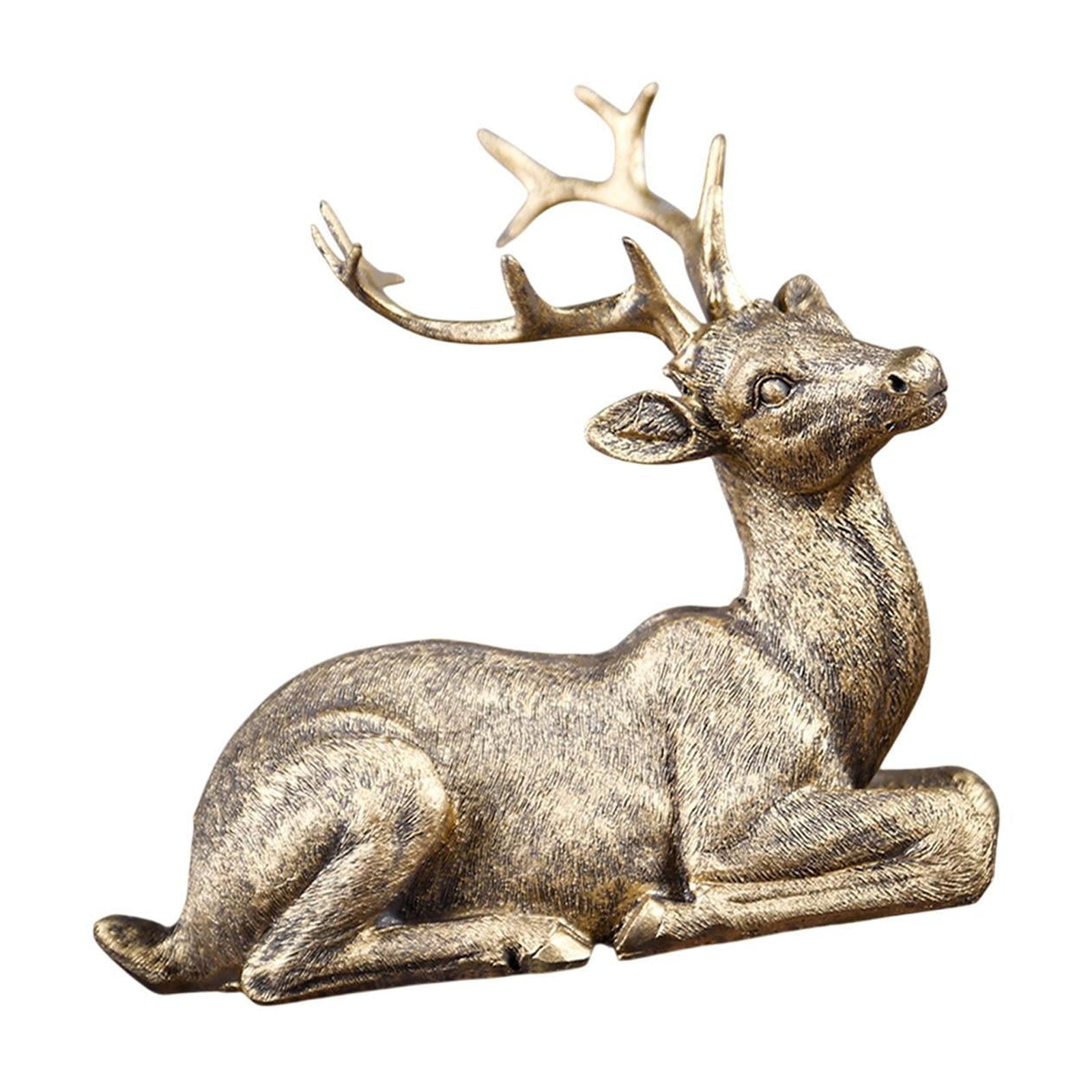 Baoblaze Deer Sculpture Elk Resin Statue Artwork Desktop Living Room ...