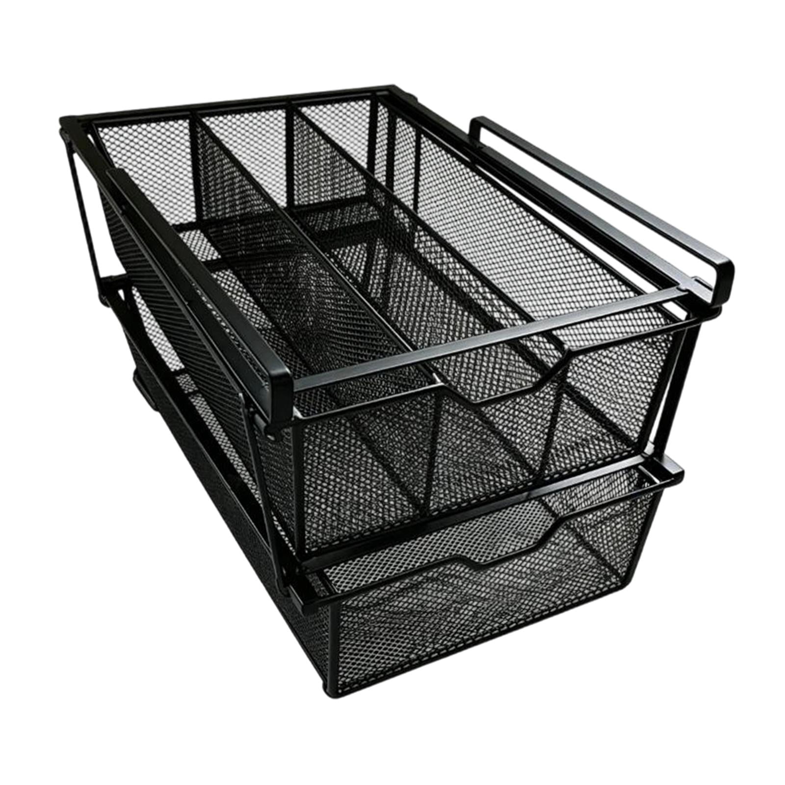 Baoblaze Double Layer Metal Drawer Storage Basket Pull Out Wardrobe ...