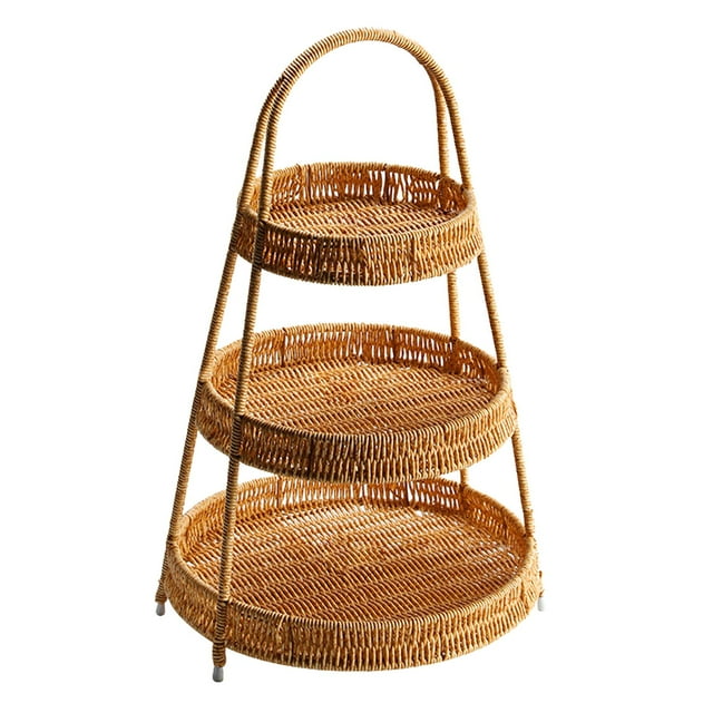 Baoblaze Food Snack Tray Handwoven Wicker Serving Basket for Kitchen ...